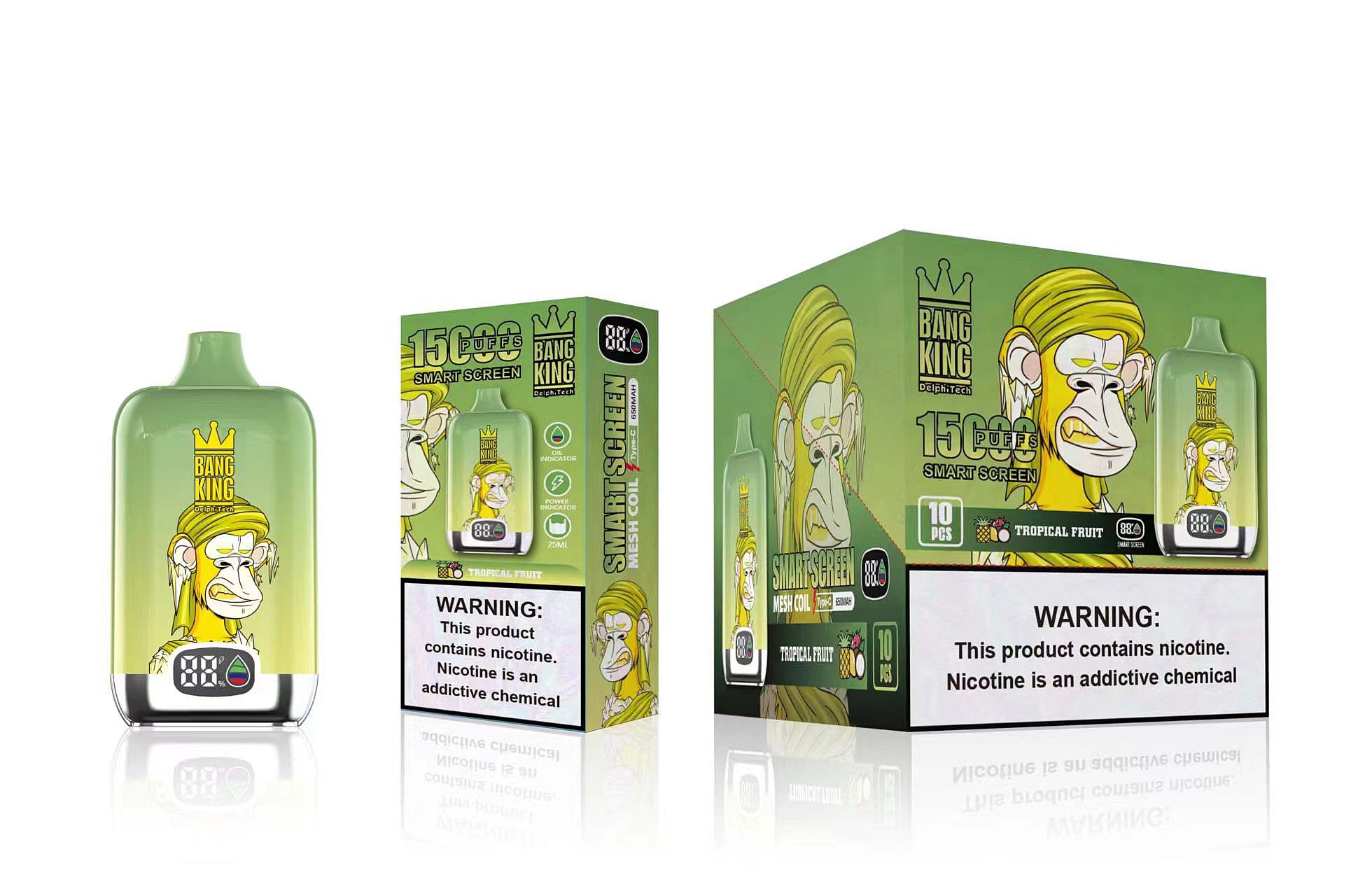 Bang King smartscreen 15000 Puffs 0% 2% 3% 5% Nikotin Wiederaufladbare ...