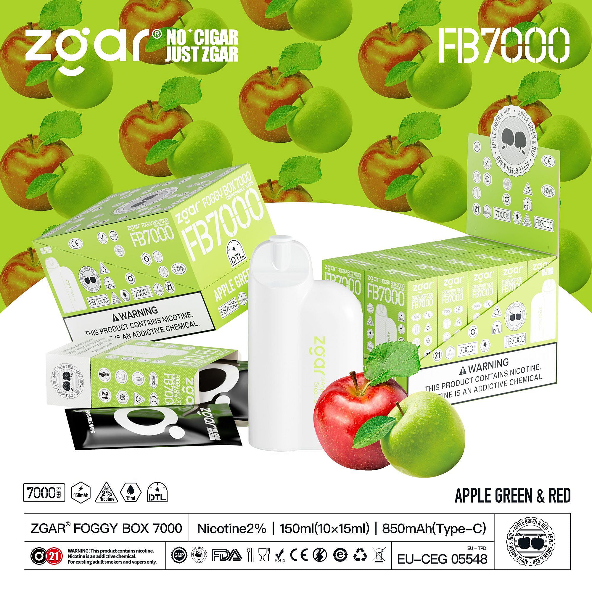 ZGAR FOGGY BOX 7000 Puffs 2% Nicotine Rechargeable Disposable Pod ...