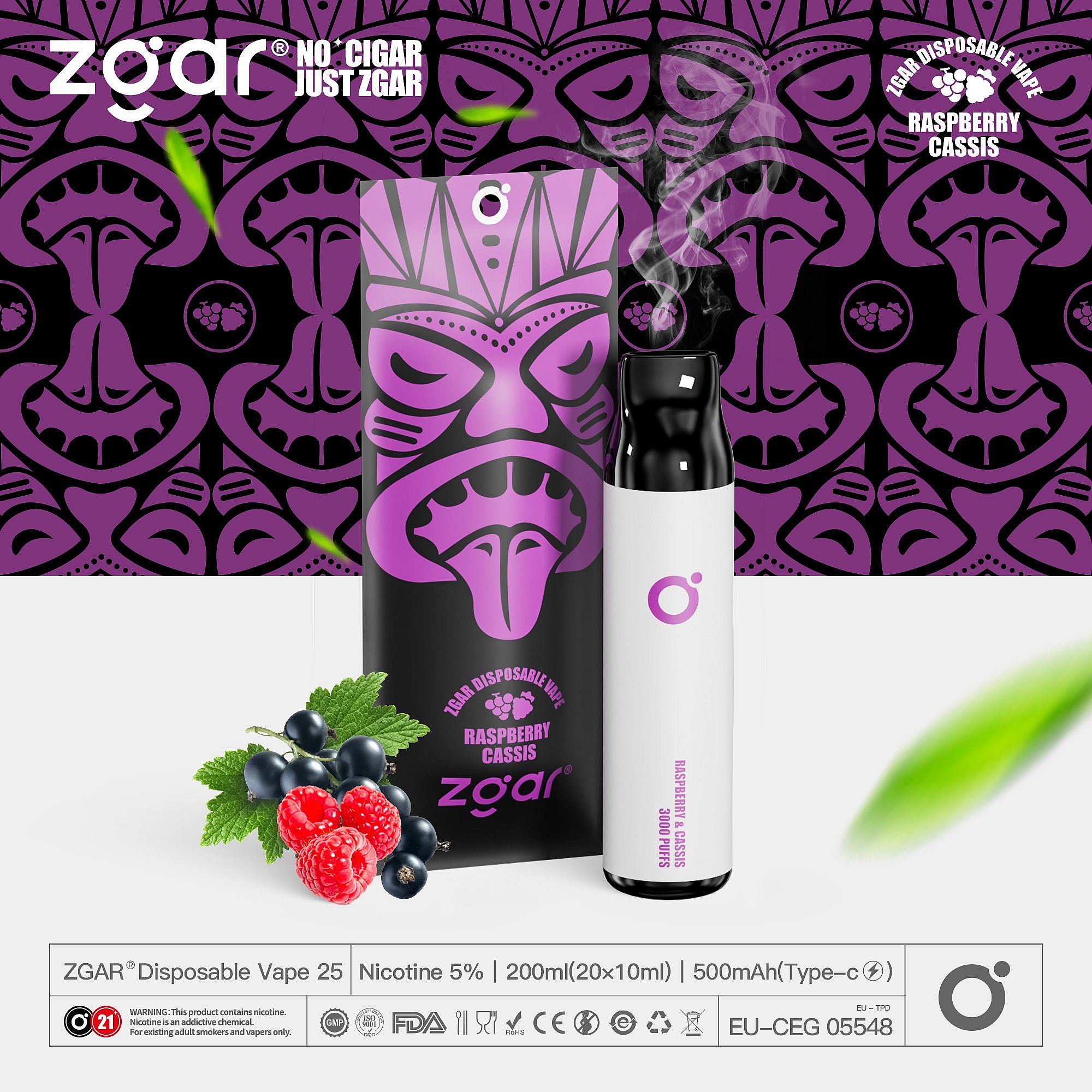 ZGAR ZG25 3000 Puffs 5% Nicotine Rechargeable Disposable Pod - SleekVape