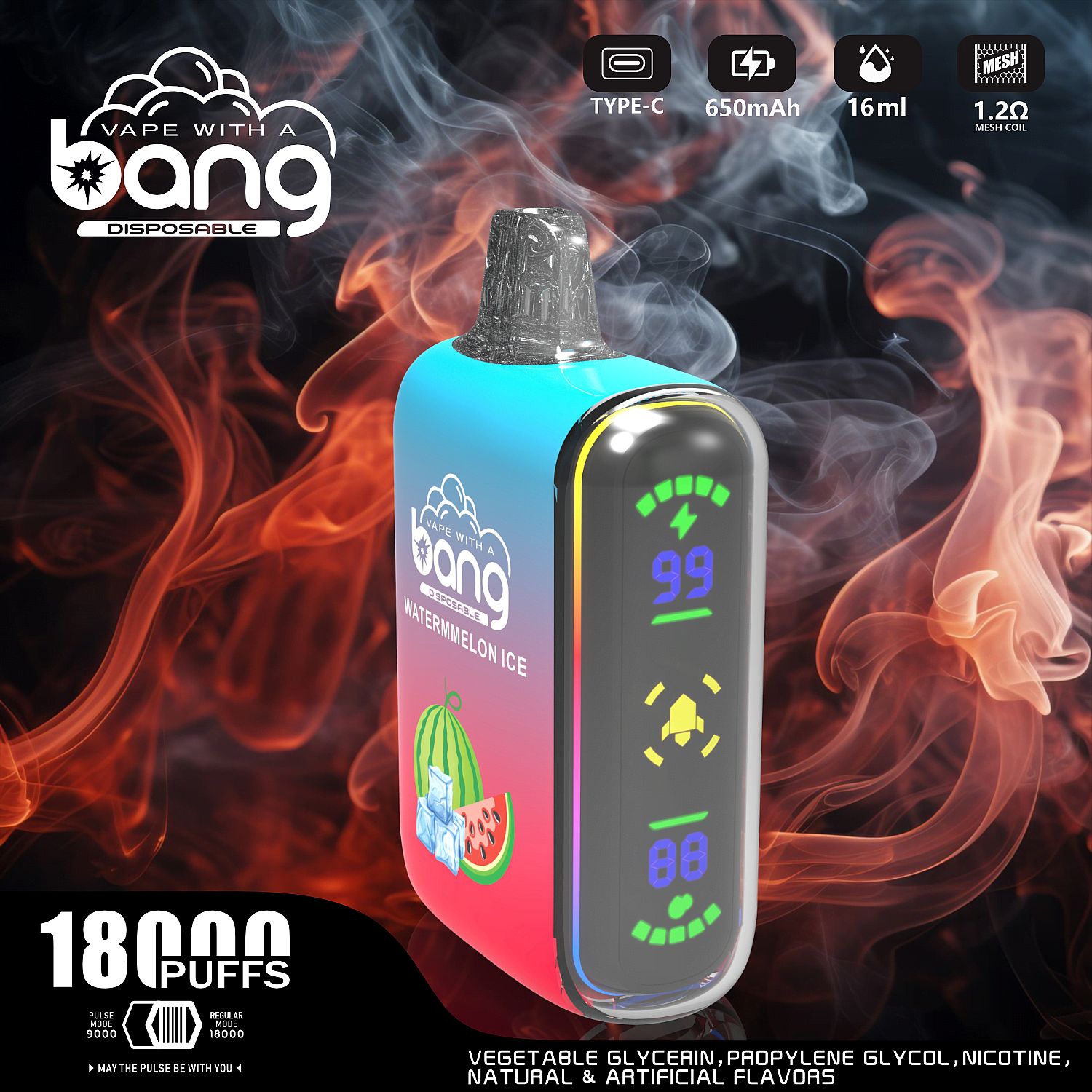Bang Rocket 18000 Puffs Disposable Vape New Electronic Cigarette Pod ...