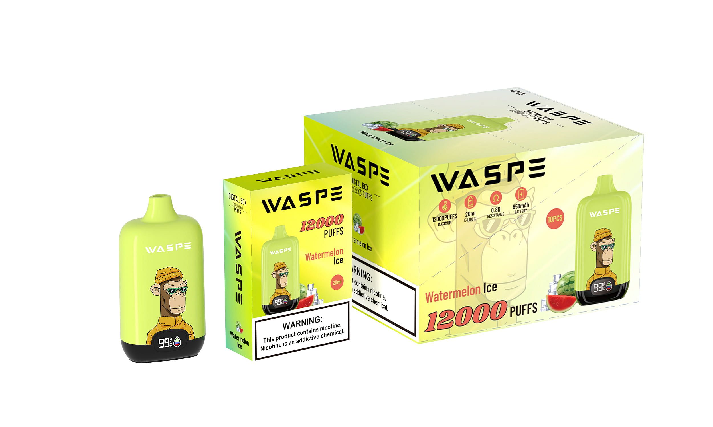 WASPE 12000 Puffs Digital Box Disposable Vape Popularity Cigarette Pod ...