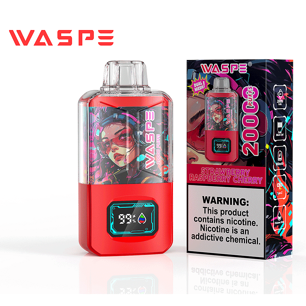 WASPE 20000 20K Puffs 0% 2% 3% 5% Nicotine LCD Display Rechargeable ...