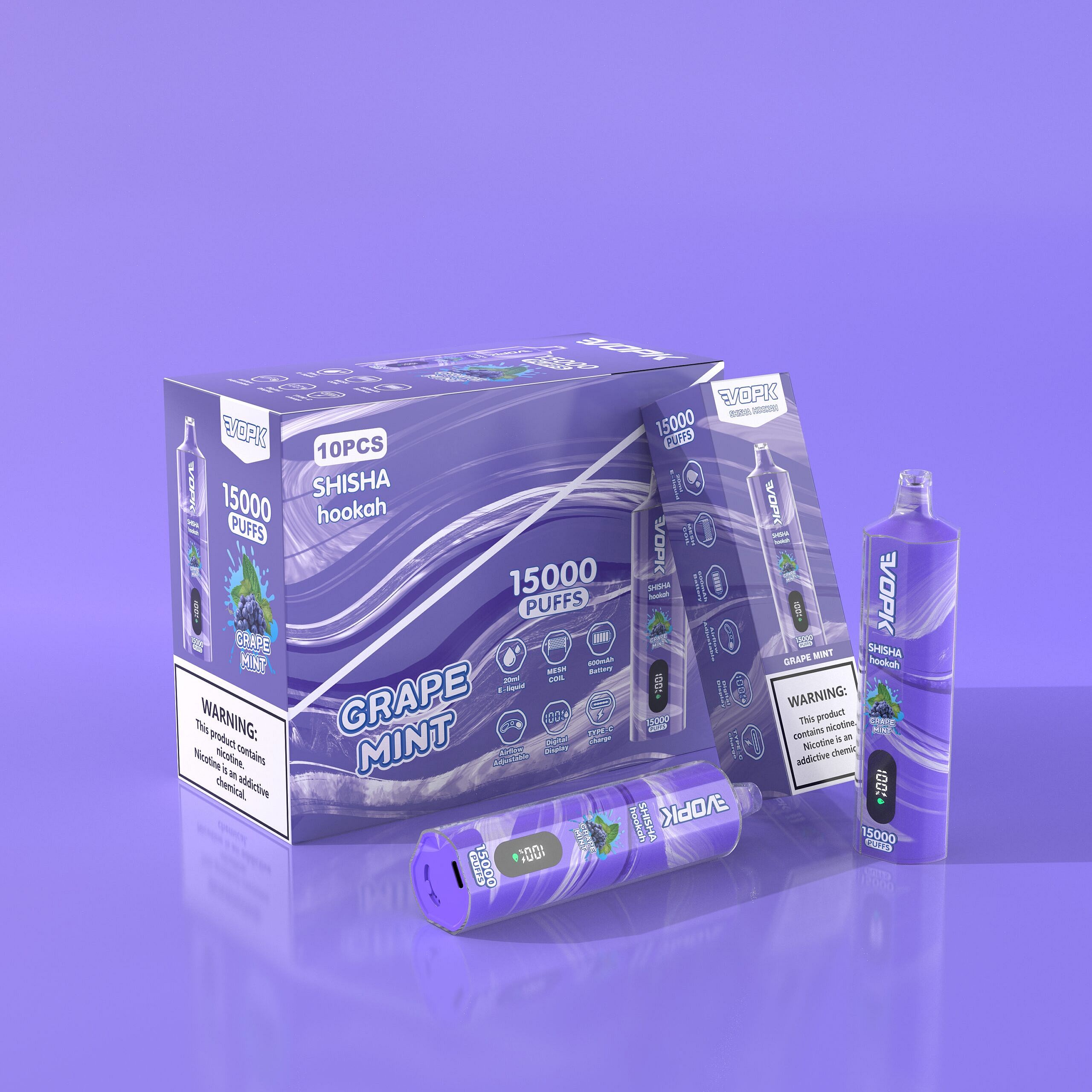 VOPK Shisha Hookah 15000 15K Puffs Newest DTL Disposable Vape Pen ...