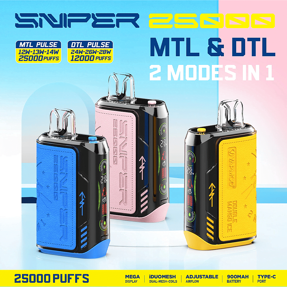 VAPMOD SNIPER 25000 25K Puffs Disposable Vape Leather Electronic ...