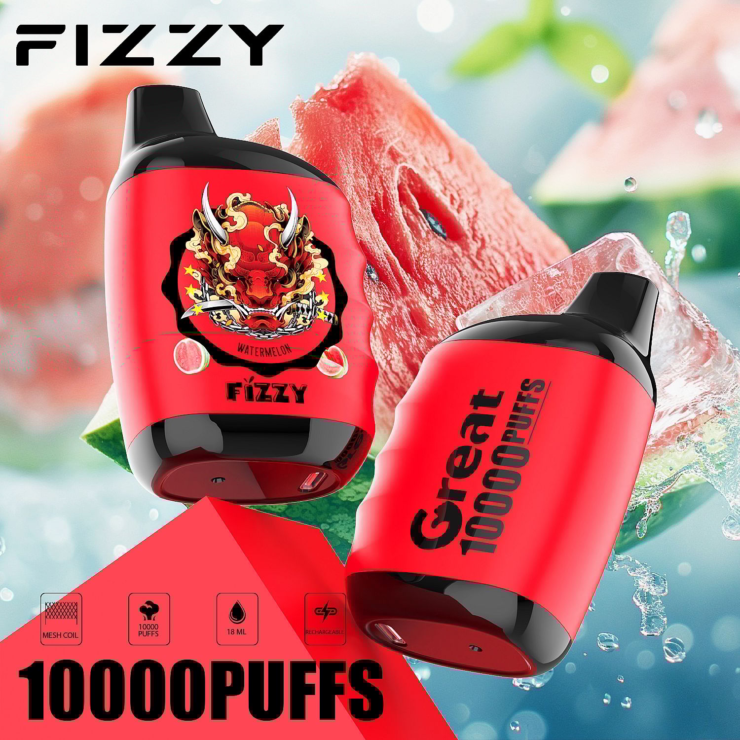 FIZZY Great – Compact 10K Puffs Disposable Vape | Mesh Coil & 18ML E ...