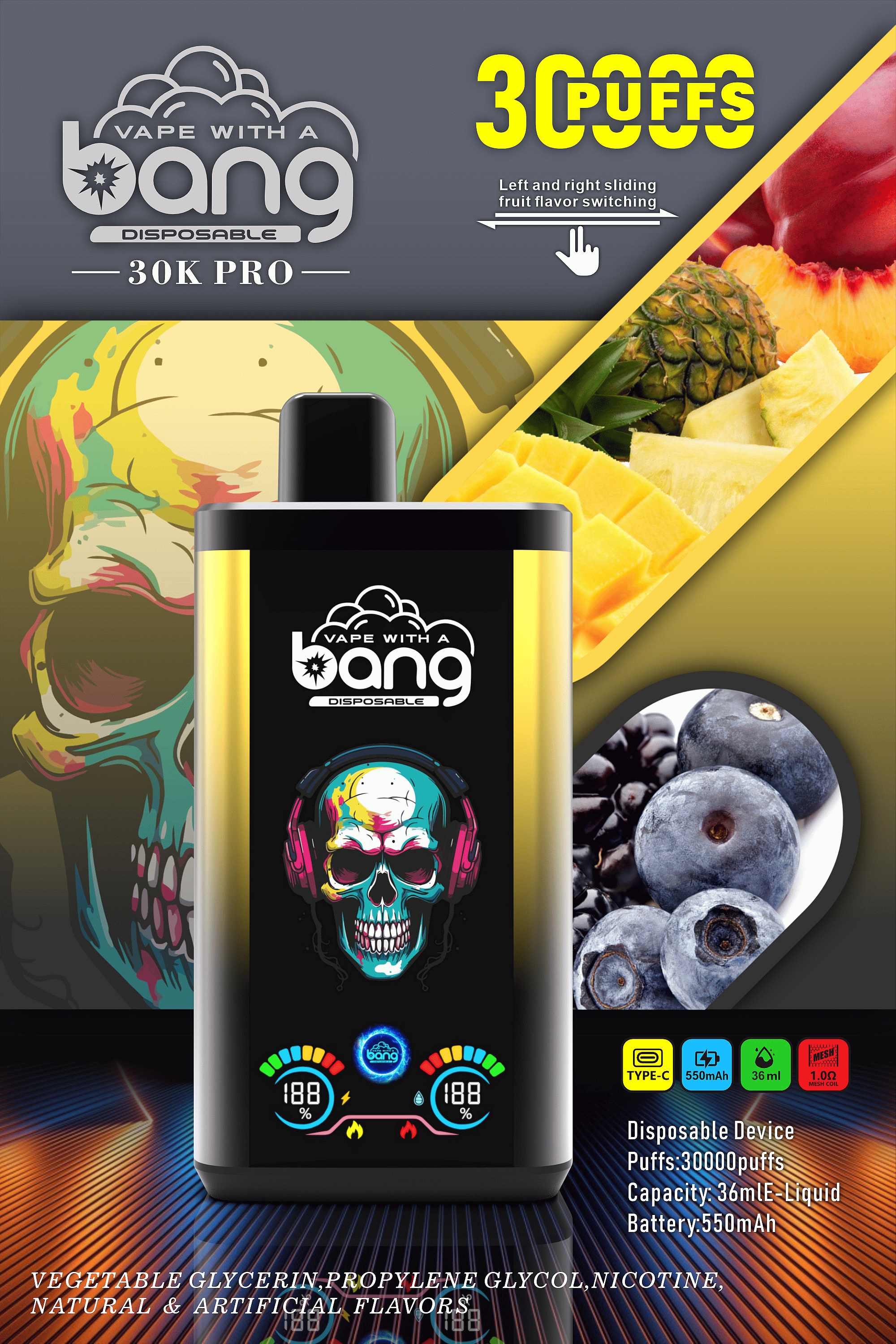 Bang 30k Puffs PRO: Dual Flavor Disposable Vape with 36ml Liquid ...
