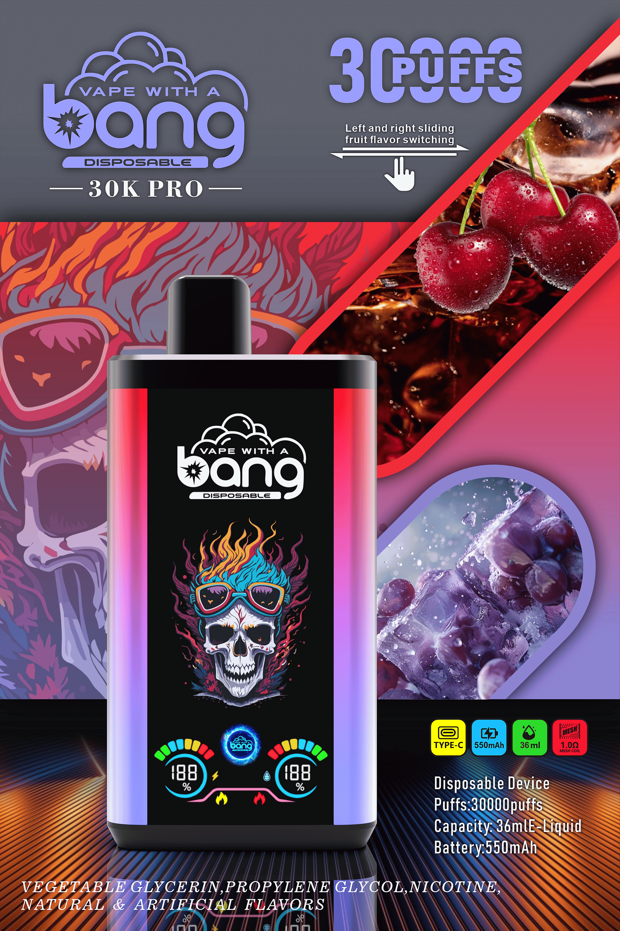 Bang 30k Puffs PRO: Dual Flavor Disposable Vape with 36ml Liquid ...