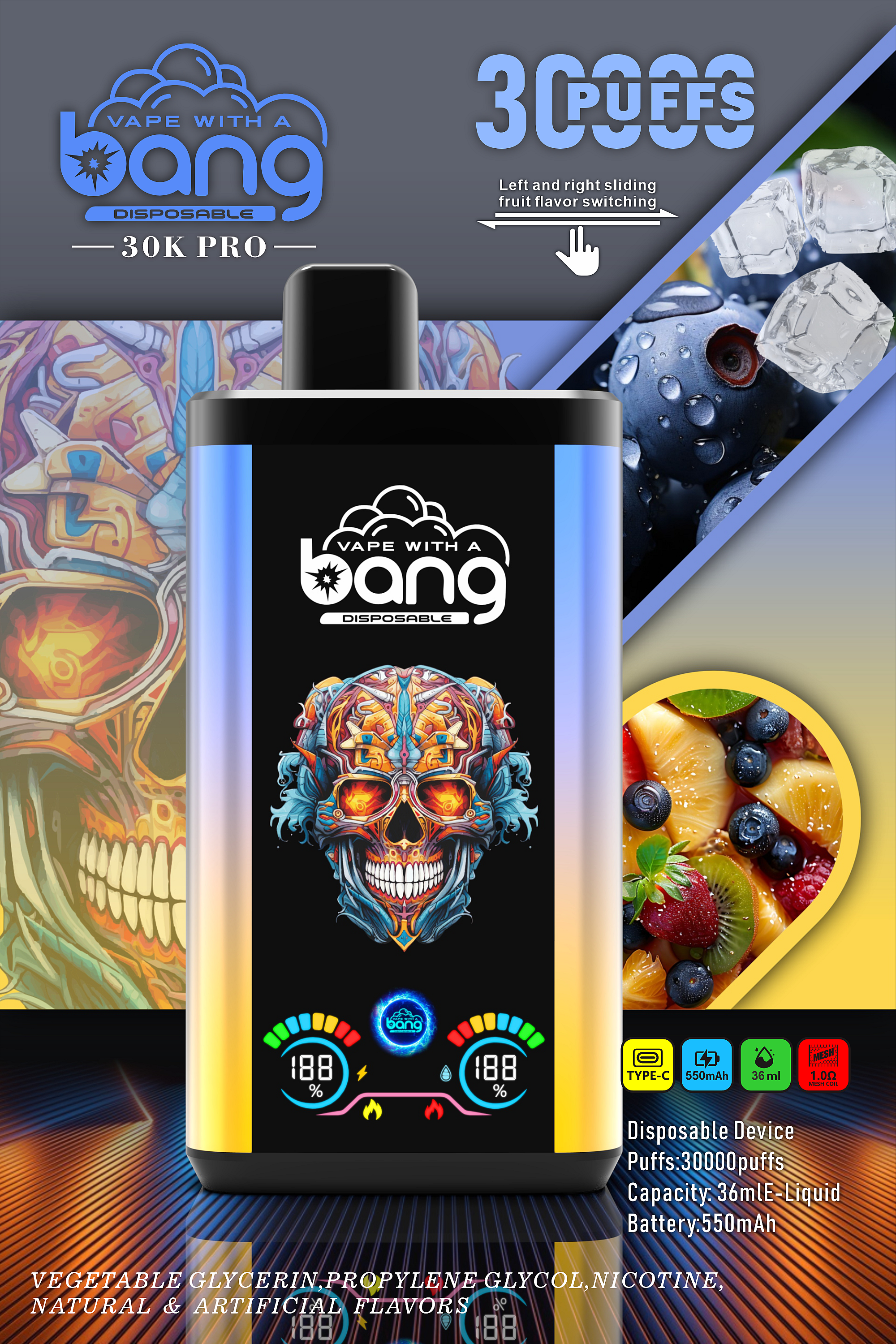 Bang 30k Puffs PRO: Dual Flavor Disposable Vape with 36ml Liquid ...