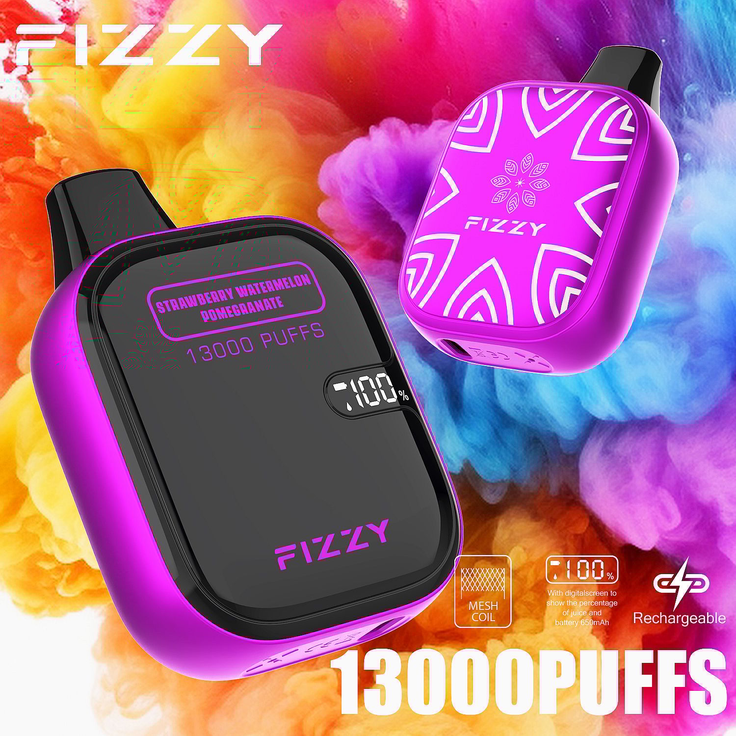 Fizzy Boom 13k Puffs Vape desechable | 21ML E-líquido, bobina de malla ...