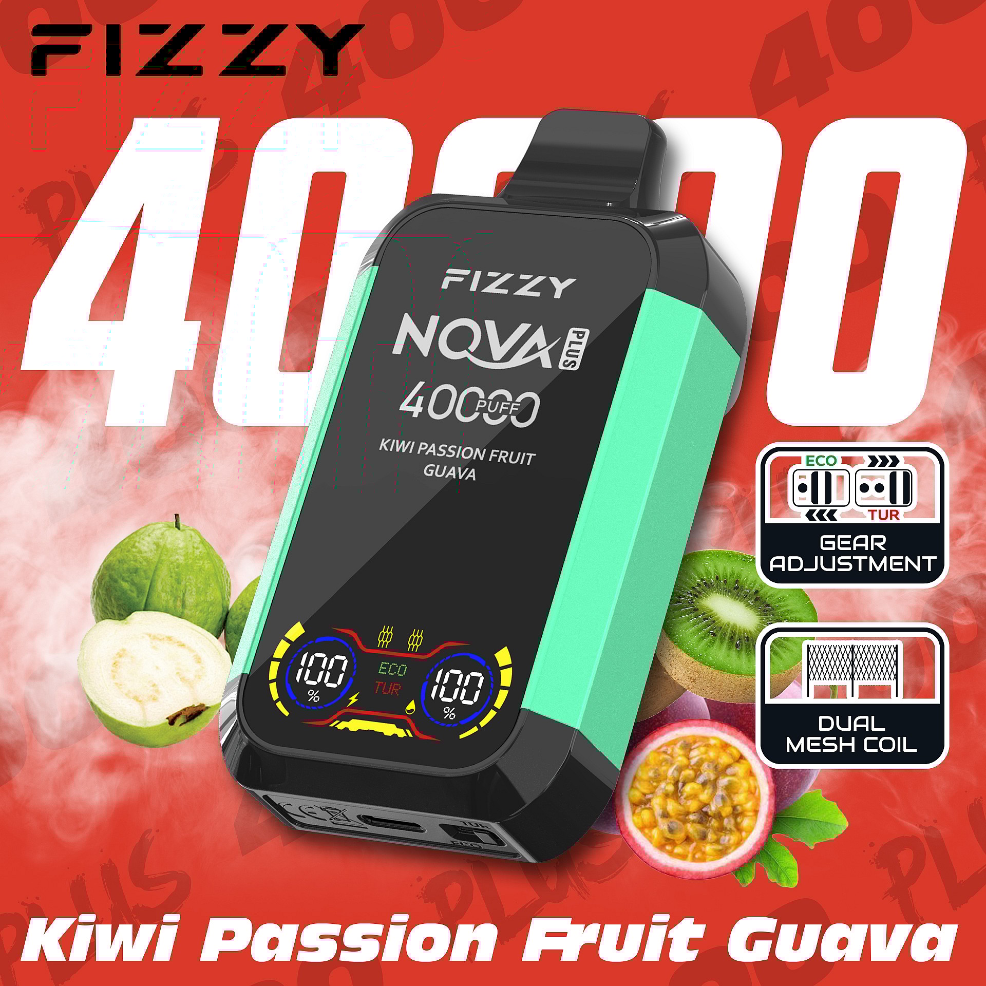 Fizzy Nova Plus 40000 40K Puffs Dual Mesh Coil Disposable Vape-Next ...