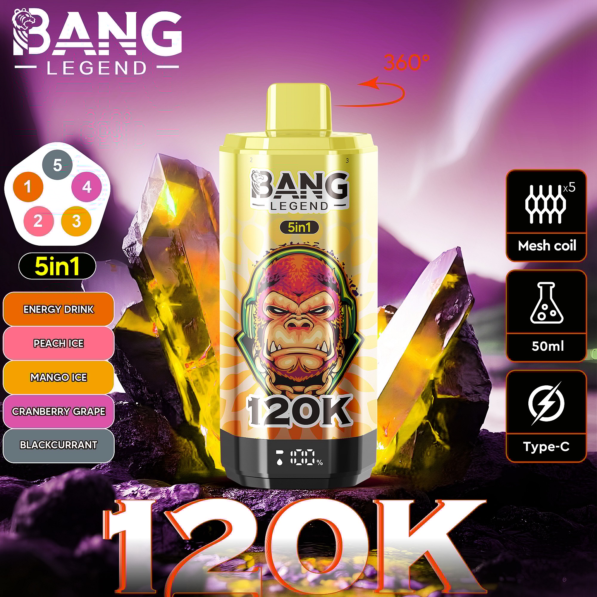 Bang Legend 120k Puffs 5 i 1 Flavors Disponible Vape - För oändliga ...