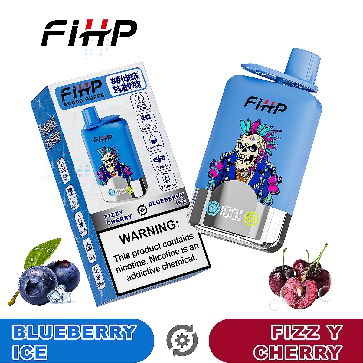 FIHP 40000 40K Puffs Double Flavor LED Display Disposable Vape - SleekVape