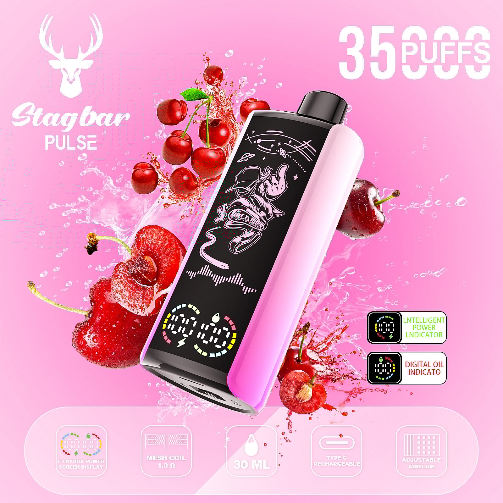 Stag Bar Pulse 35000 35K Puffs LED Display Disposable Vape with ...