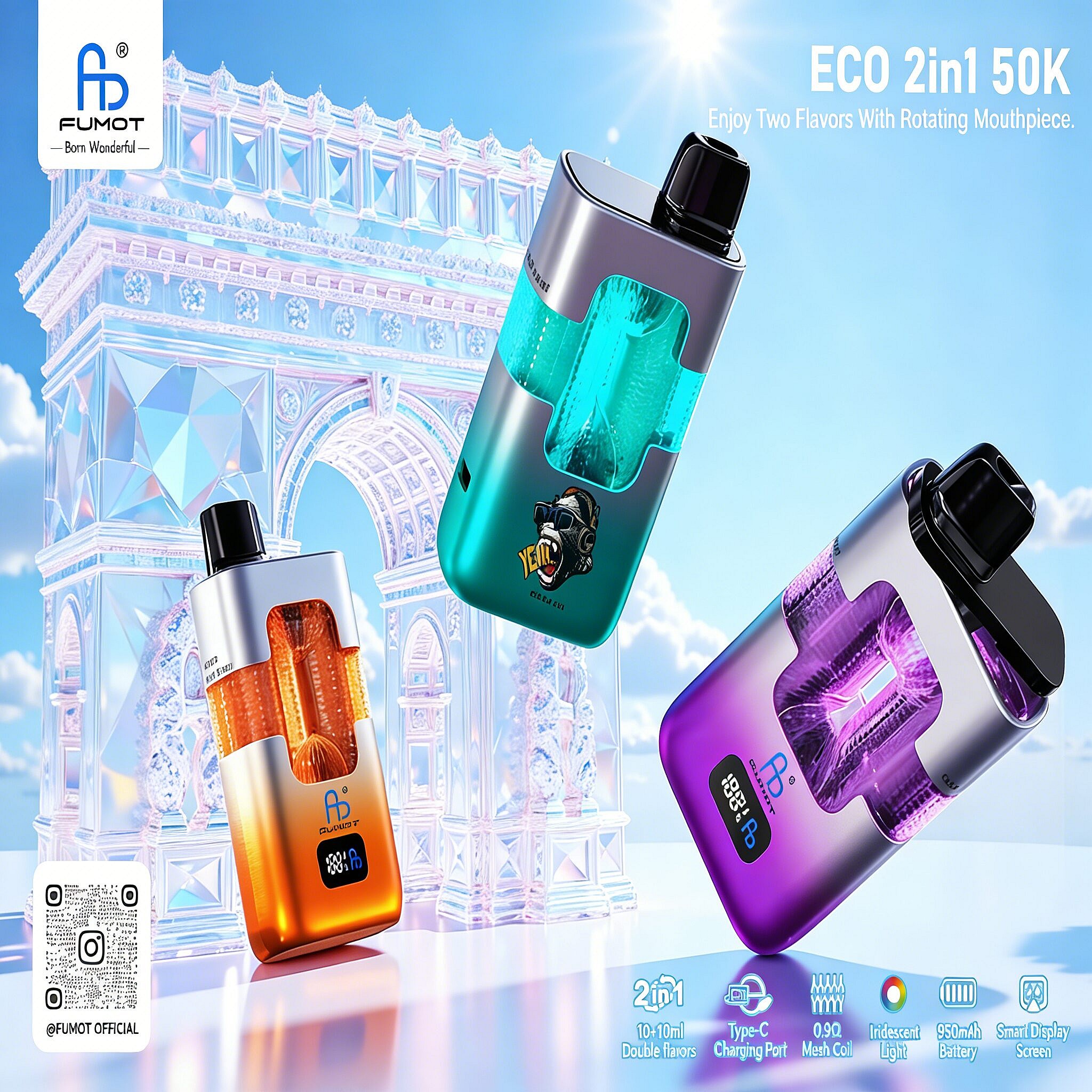 Fumot ECO 2w1 50000 50K Puffs Podwójne Smaki Vape Inteligentny ...