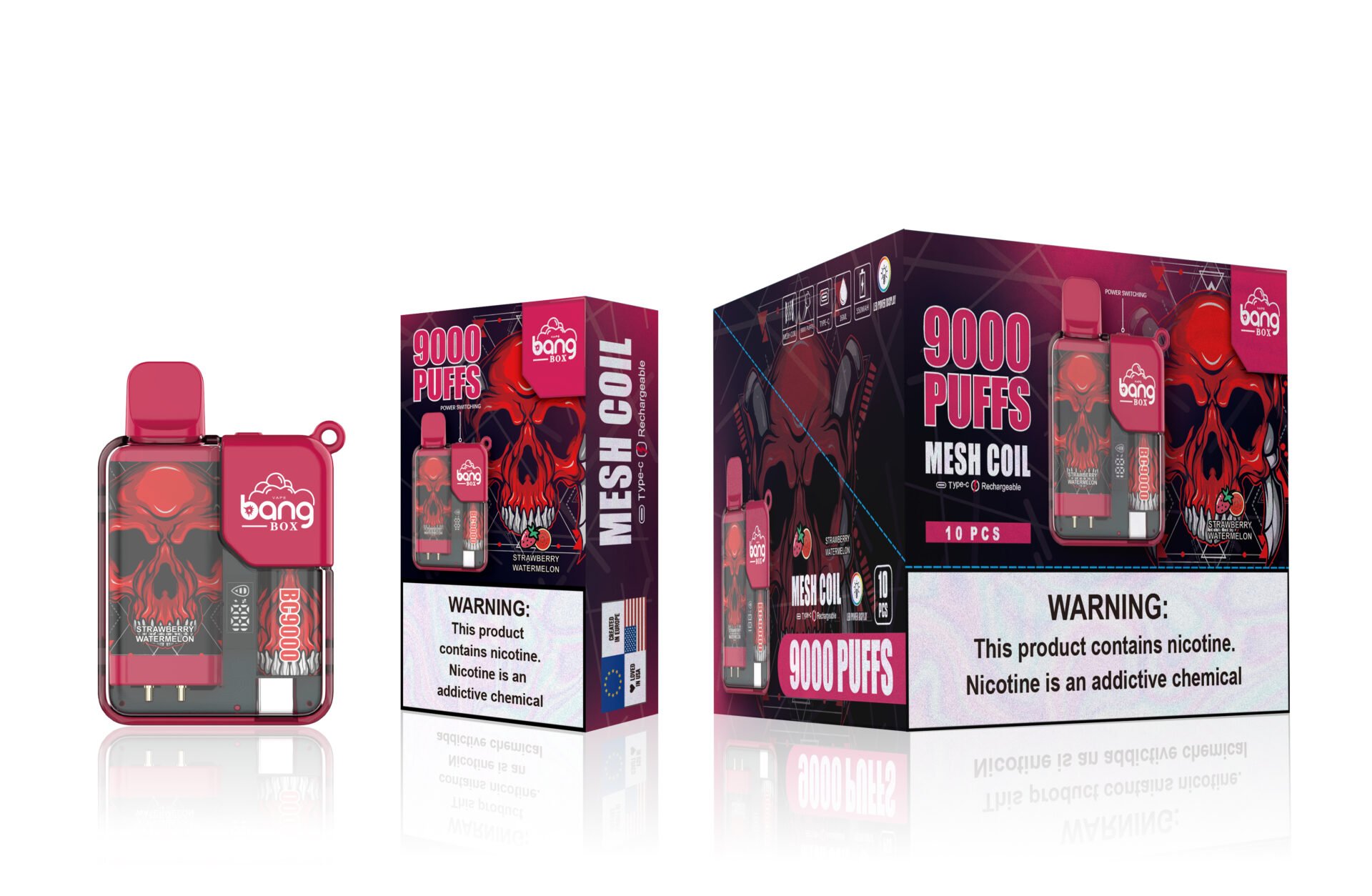 Bang Box 9000 Puffs 0% 2% 3% 5% Nicotine Rechargeable LED Pover Display ...