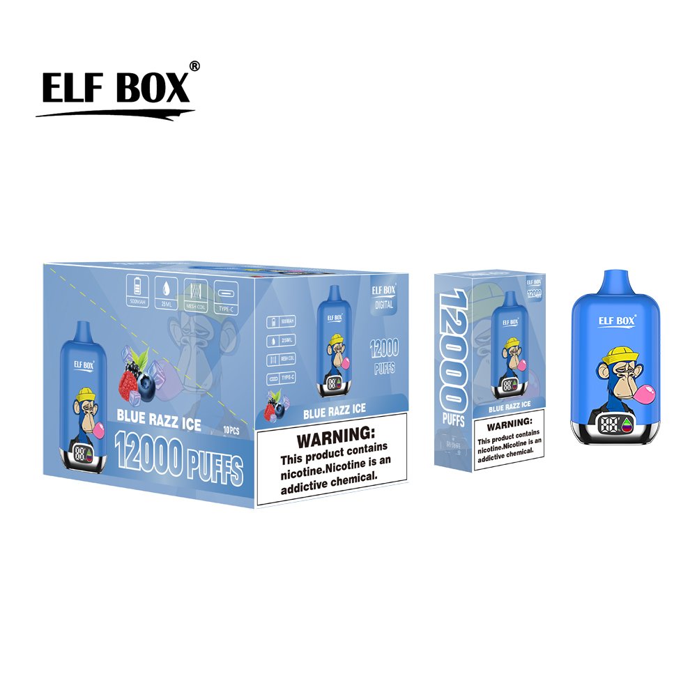 ELF box digital 12000 puffs 0% 2% 3% 5% Nicotine LED display Disposable ...